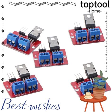 Toptool 5pcs Driver Module Red Irf520 Mosfet Irf520 Mosfet Compatible For Arduino Mcu Arm