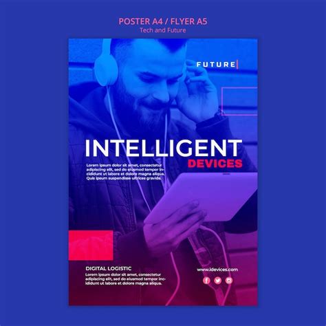 기술과 미래 개념 포스터 템플릿 무료 Psd 파일