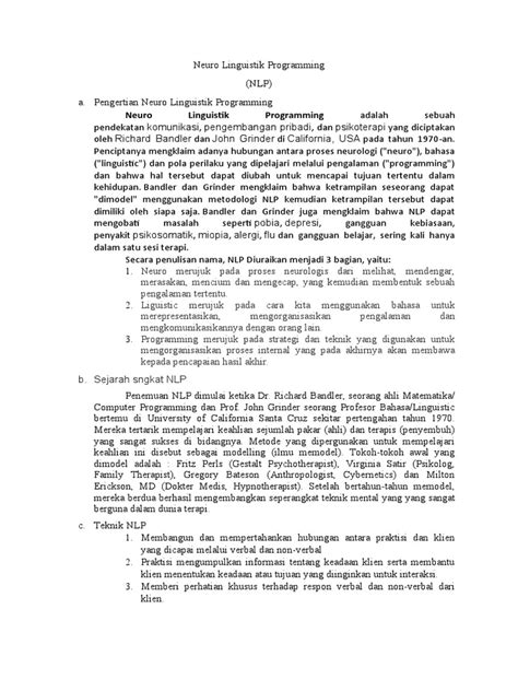 Tugas Neuro Linguistik Programming Muhammad Rizki Noor Sdp 48 Pdf