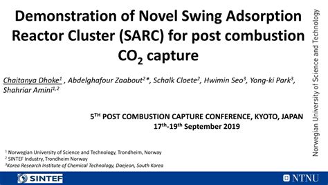 Pdf Demonstration Of Novel Swing Adsorption Reactor Cluster Sarc
