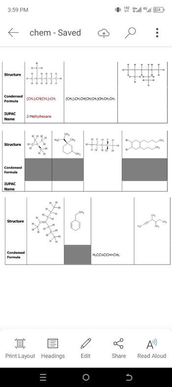 answered 3 59 pm ← chem saved structure hhhhhh condensed formula
