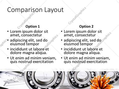 PowerPoint Template Mechanical Engineering Theme With Three Different Sized Bearings Measuring