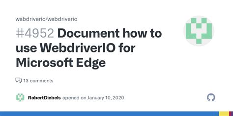 Document How To Use Webdriverio For Microsoft Edge · Issue 4952 · Webdriveriowebdriverio · Github