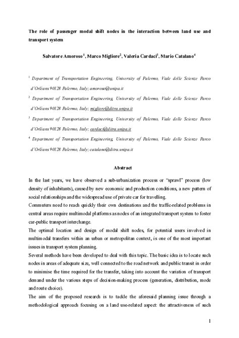 Pdf The Role Of Passenger Modal Shift Nodes In The Interaction