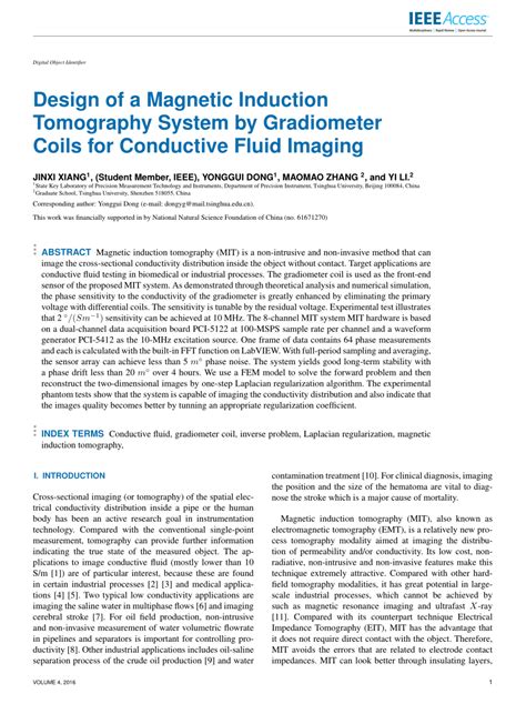 Pdf Design Of A Magnetic Induction Tomography System By Gradiometer Coils For Conductive Fluid