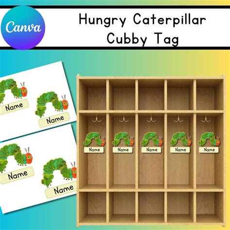 Caterpillar Cubby Label Eric Carle Inspired For Daycare Or Prek Editable In Canva Etsy