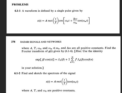 6 1 1 A Waveform Is Defined By A Single Pulse Given Chegg Com