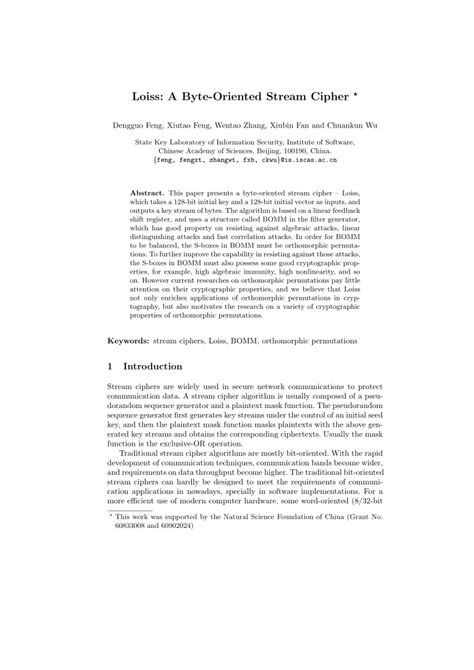 pdf loiss a byte oriented stream cipher