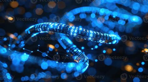 Abstract Representation Of Digital Data Streams With Glowing Binary