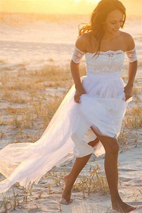Beach Ceremony Short Beach Wedding Dresses 60 Photos