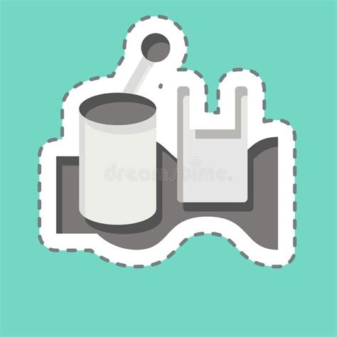 Sticker Line Cut Ocean Related To Plastic Pollution Symbol Simple