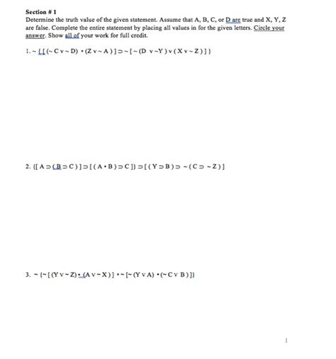 Solved Section Determine The Truth Value Of The Given Chegg