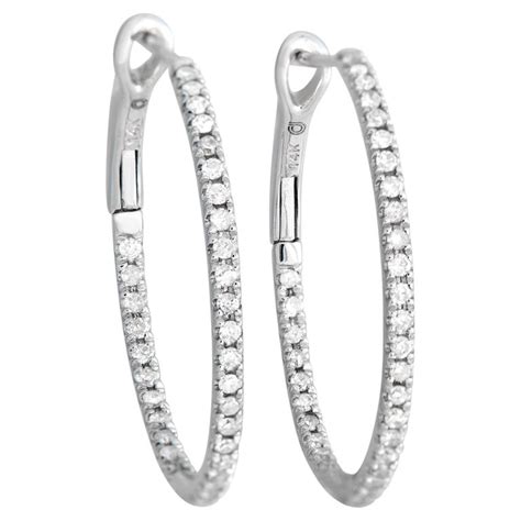 Lb Exclusive 14k White Gold 050 Ct Diamond Inside Out Hoop Earrings