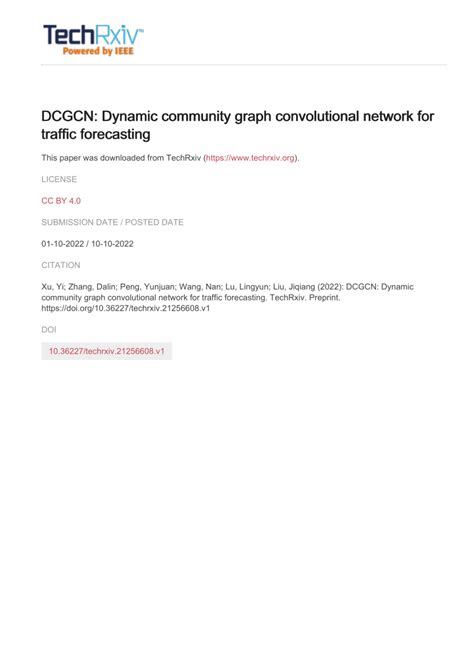 pdf dcgcn dynamic community graph convolutional network for traffic