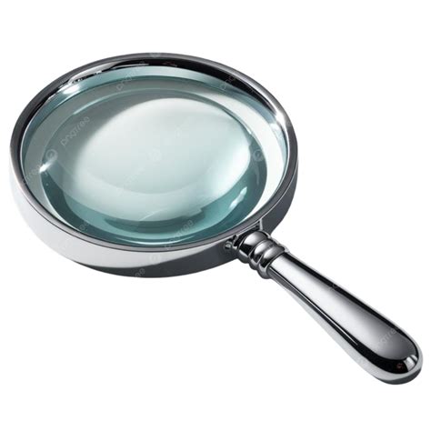 A Silver Handled Magnifying Glass With Clear Curved Lens Reflecting