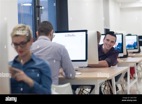 Startup Business Software Developer Working On Desktop Computer Stock Photo Alamy