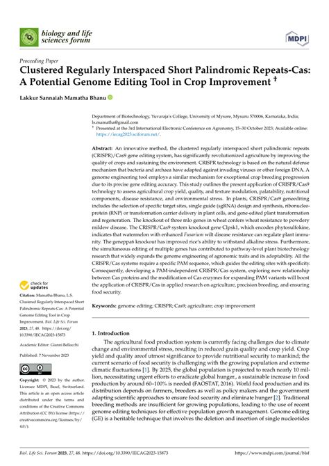 Pdf Clustered Regularly Interspaced Short Palindromic Repeats Cas A Potential Genome Editing