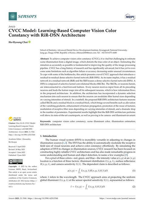 Pdf Cvcc Model Learning Based Computer Vision Color Constancy With