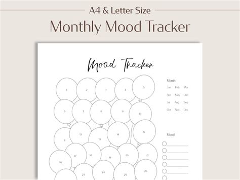 Mood Tracker Template Cute Mood Tracker PDF Mental Health Planner Instant Download Etsy