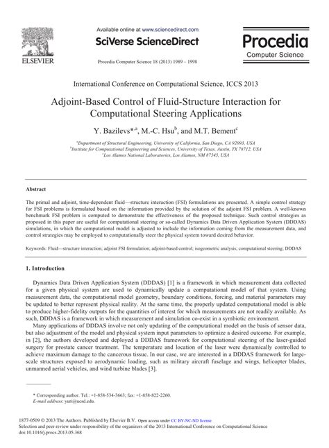 pdf adjoint based control of fluid structure interaction for