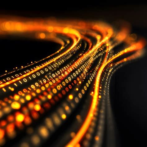 Dynamic Digital Data Stream Flowing With Vibrant Orange And Blue Binary