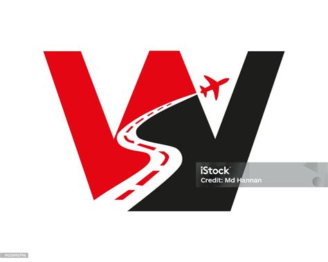 초기 W 여행 로고 디자인 기반 알파벳 비행기 개념 벡터 템플릿 관광객에 대한 스톡 벡터 아트 및 기타 이미지 관광객 교통수단 날기 Istock