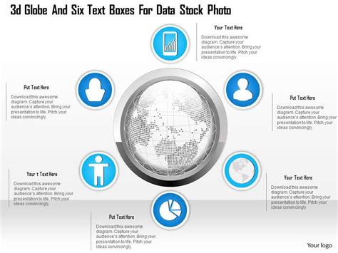 D Globe And Six Text Boxes For Data Presentation Template PowerPoint Slide Images PPT
