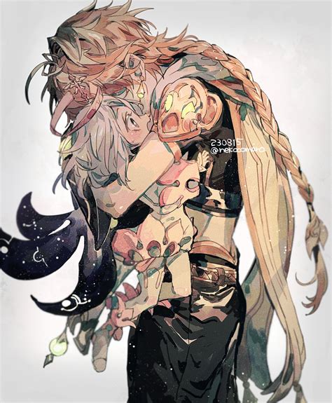 Aether And Paimon Genshin Impact Drawn By Tanjou Danbooru