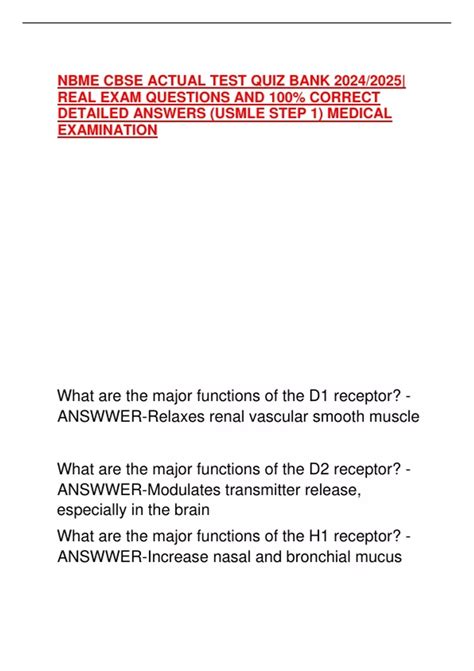 Nbme Cbse Actual Test Quiz Bank 2024 2025 Real Exam Questions And 100 Correct Detailed Answers