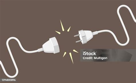 플러그 및 전기 확장 케이블 일러스트레이션을 연결합니다 가정 및 산업 전력 공동 창작 작업및 유능한 의사 소통과 함께 결합 된 흰색 코드 만화 벡터 0명에 대한 스톡 벡터