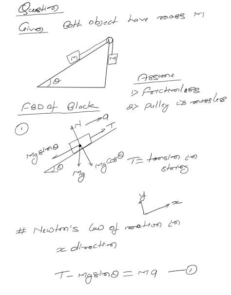 [solved] two objects of mass m are connected by a string with one on an
