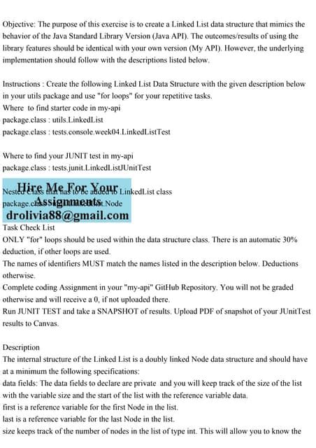 Objective The Purpose Of This Exercise Is To Create A Linked List Dpdf