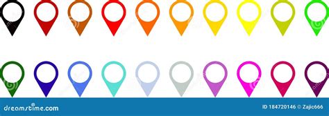 Two Map Pin Pointers With Tack Path Way Dashed Line Vector Symbol Flat