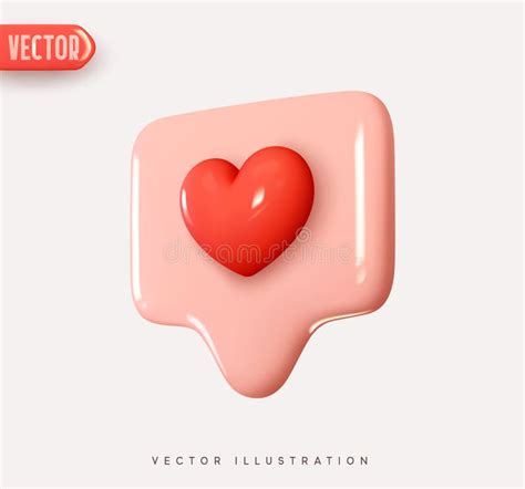 3d vector icon message dialog button with red heart realistic elements