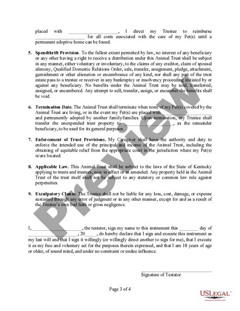 Kentucky Codicil To Will Form For Amending Your Will Codicil Form