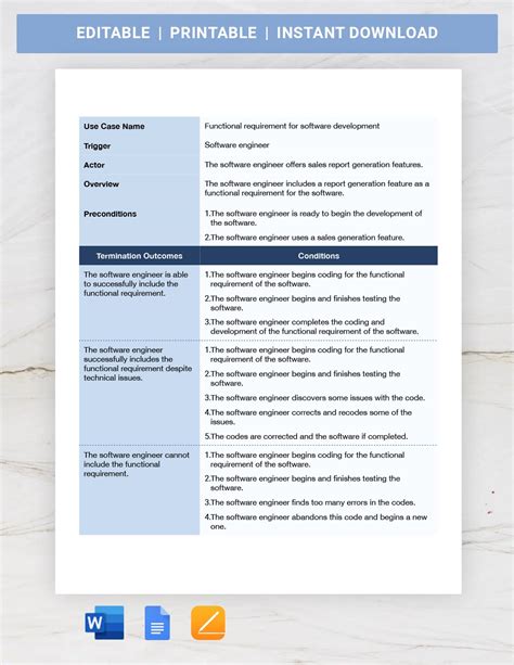 Editable Use Case Templates In Word To Download