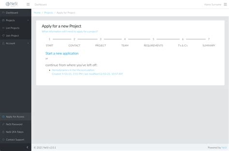 The Nesi Project Request Form Nesi Support Documentation