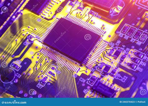 Computer Microchips And Processors On Electronic Circuit Board Computer Hardware Technology
