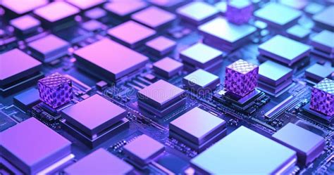 Futuristic Microprocessor Chip With Geometric Patterns Stock Illustration Illustration Of