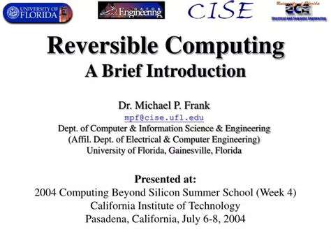 Ppt Reversible Computing A Brief Introduction Powerpoint Presentation