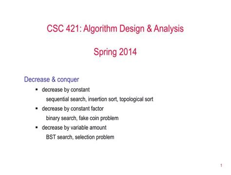 Ppt Csc 421 Algorithm Design And Analysis Spring 2014 Powerpoint