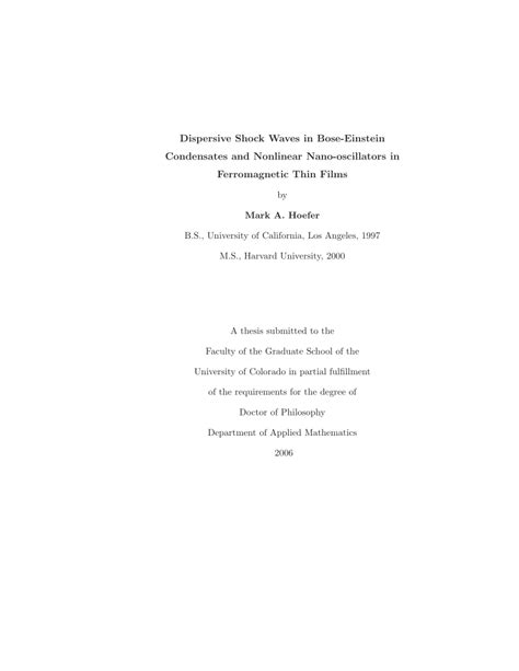 Pdf Dispersive Shock Waves In Bose Einstein Condensates And Nonlinear