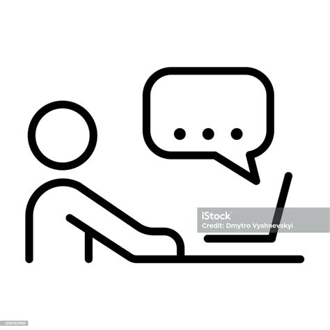 비즈니스 사람들은 흰색으로 격리된 벡터 아이콘을 간략하게 설명합니다 웹 및 Ui 디자인 모바일 앱 및 인쇄 제품을 위한 랩톱 아이콘의 테이블에서 작업하는 남자 0명에 대한