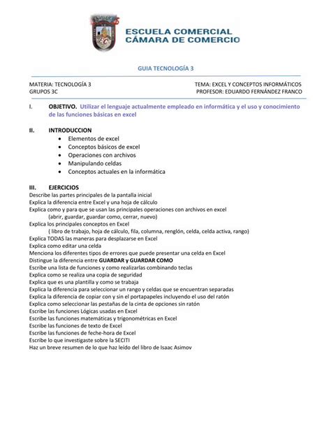 Pdf Guia TecnologÍa 3 Objetivo De Las Funciones Básicas · Pdf