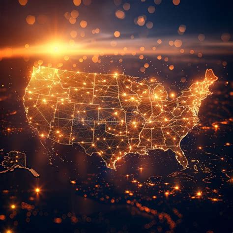 Dawn Reveals A Network Of Lights Across The U S Highlighting Connectivity Stock Image Image