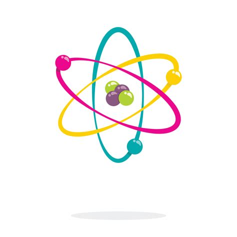 Atom With Electrons In Orbit Vector Illustration Physical Science