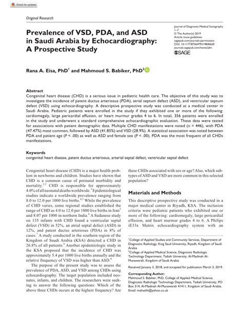 Pdf Prevalence Of Vsd Pda And Asd In Saudi Arabia By