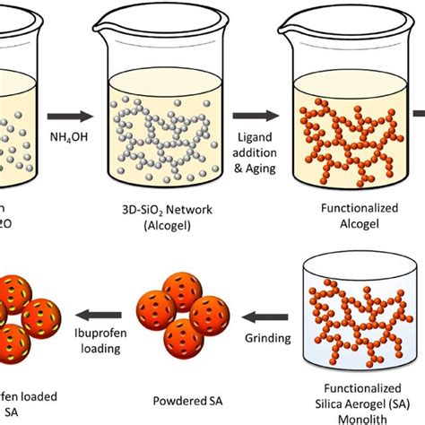 Schematic Depiction Of The Sa Multi Step Synthesis Of Ibuprofen Loaded Sa Download Scientific