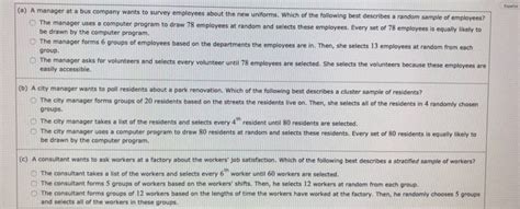 Solved A A Manager At A Bus Company Wants To Survey