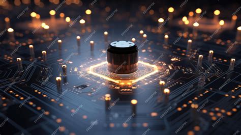 Premium Ai Image Micro Electronic Sensor On Curcuit Board With Lights